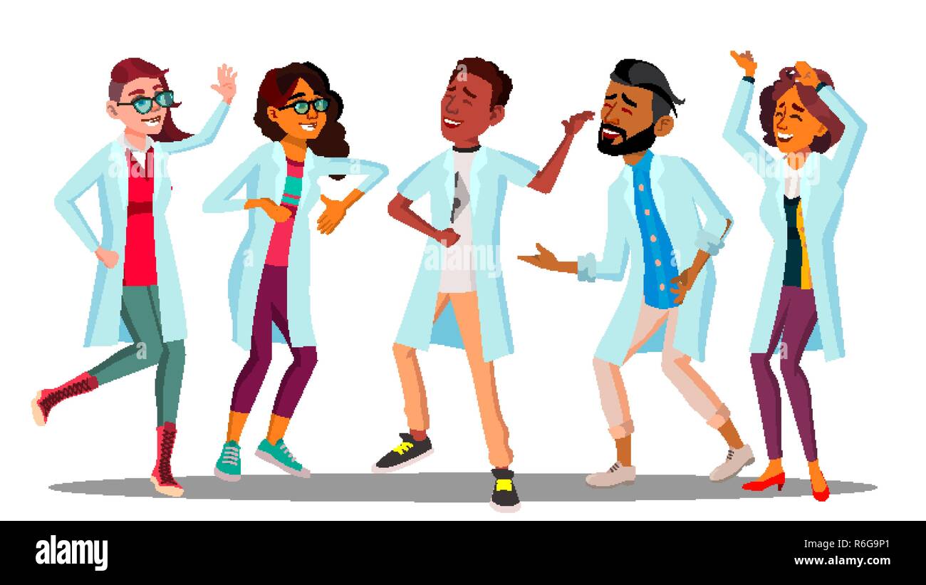 Celebrating Doctor s Day, Dancing Group Of Happy Doctors Vector ...