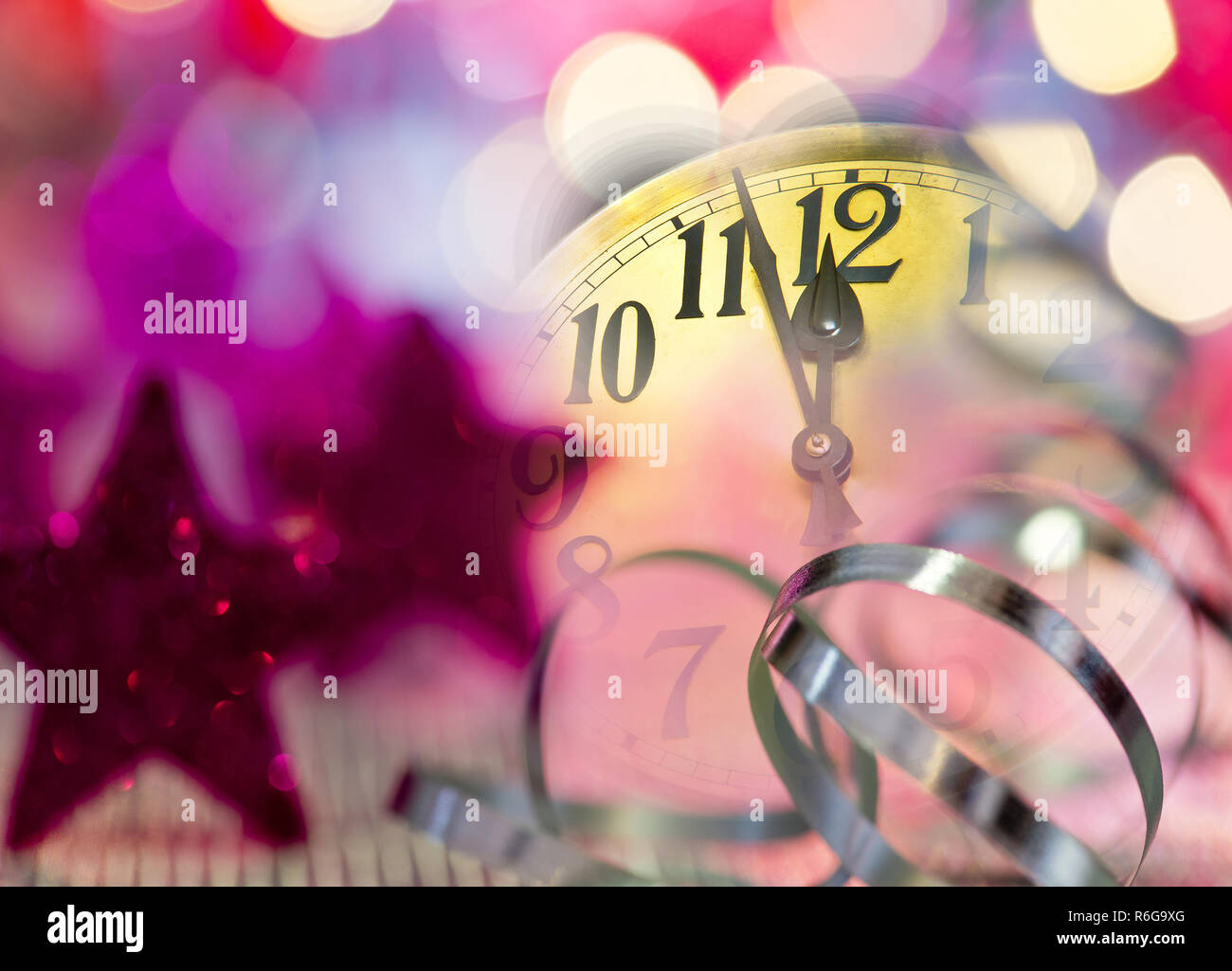Clock face before midnight on the New year eve Stock Photo - Alamy