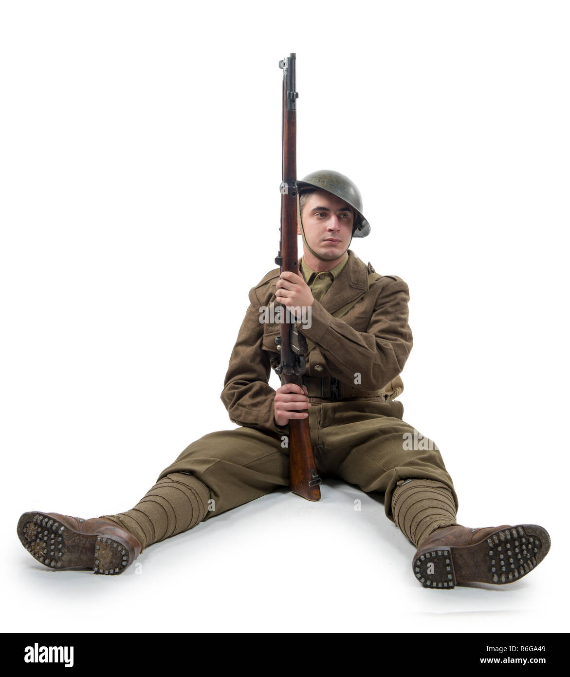 WW1 British Army Soldier from France 1918, on white Stock Photo - Alamy