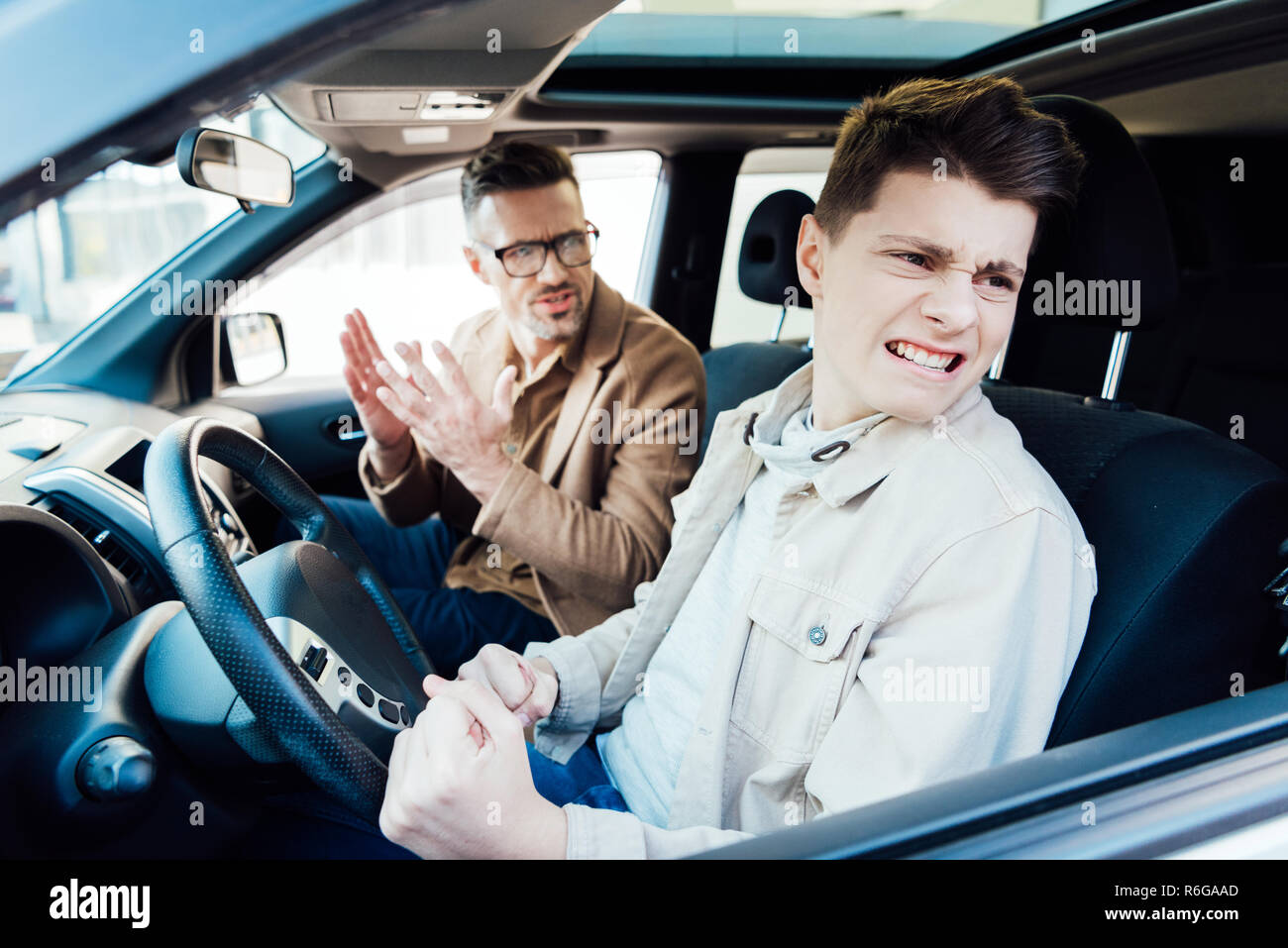 Angry teenager car parent hi-res stock photography and images - Alamy
