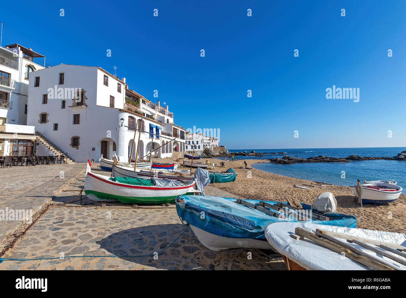 Village Calella de Palafrugell (Costa Brava, Spain) in wintertime Stock ...