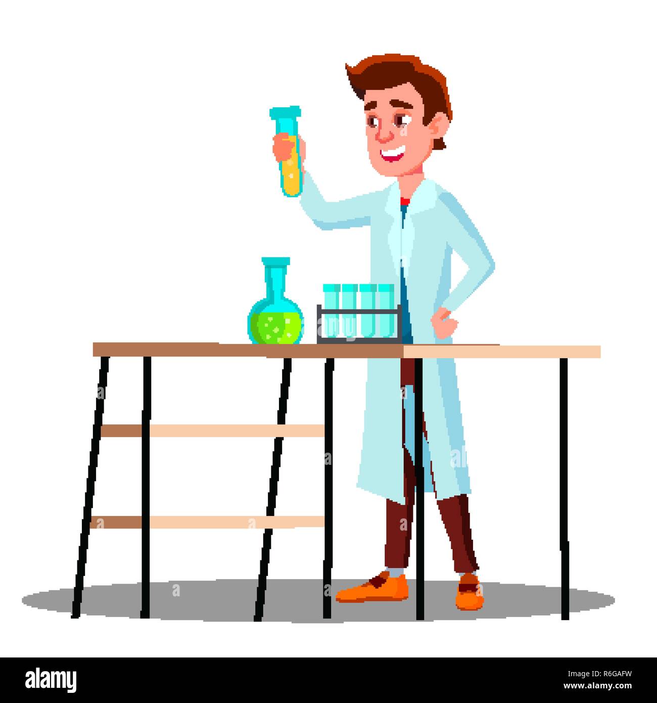 Laboratory Technician Guy Growing Medicinal Vector. Isolated Cartoon ... Laboratory Technician Guy Growing Medicinal Vector. Isolated Cartoon ...