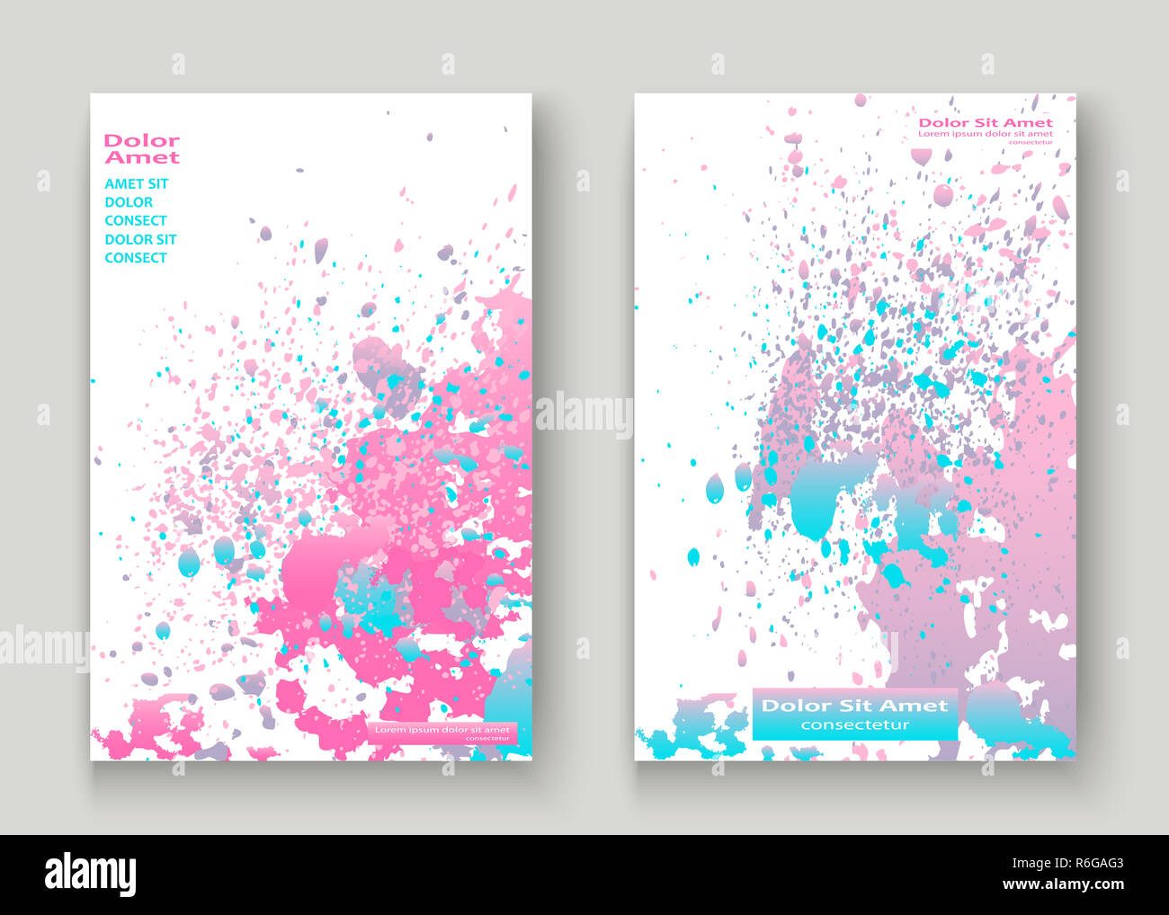 Pastel pink cyan explosion paint splatter artistic cover design. Fluid ...