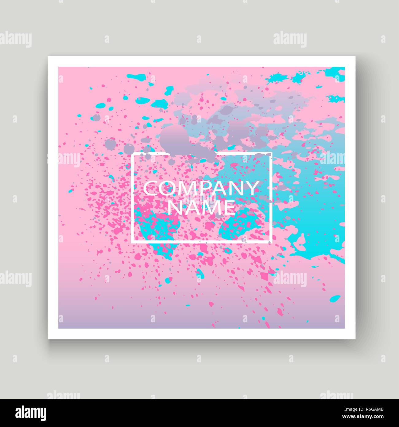 Pastel pink cyan explosion paint splatter artistic cover design. Fluid ...