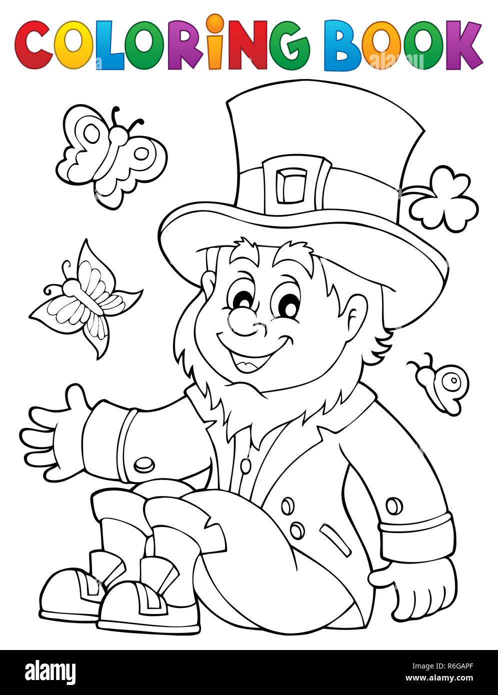 Coloring book leprechaun 3 Stock Photo - Alamy
