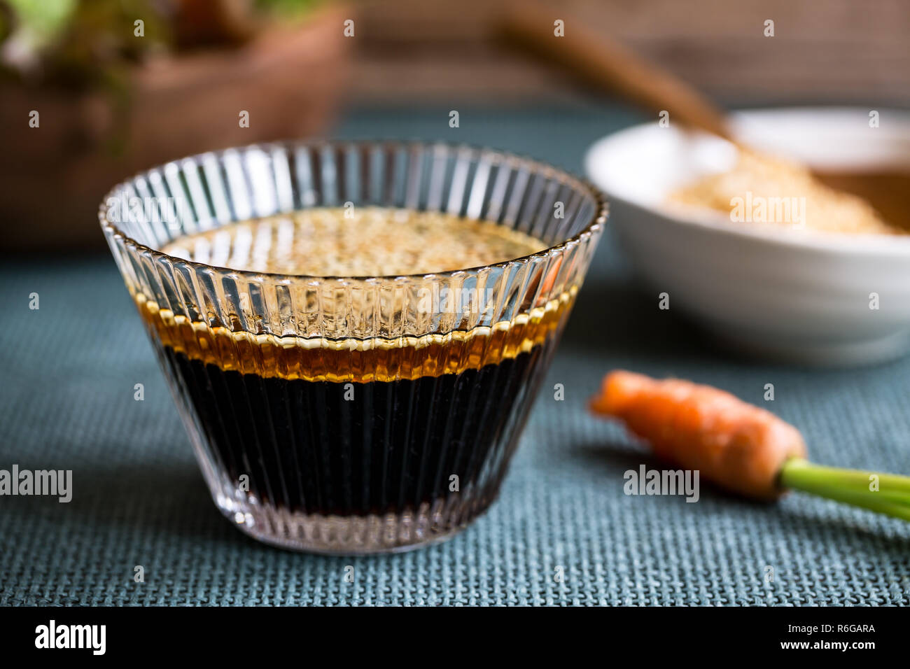 Soy sauce with Toasted Sesame salad dressing Stock Photo - Alamy