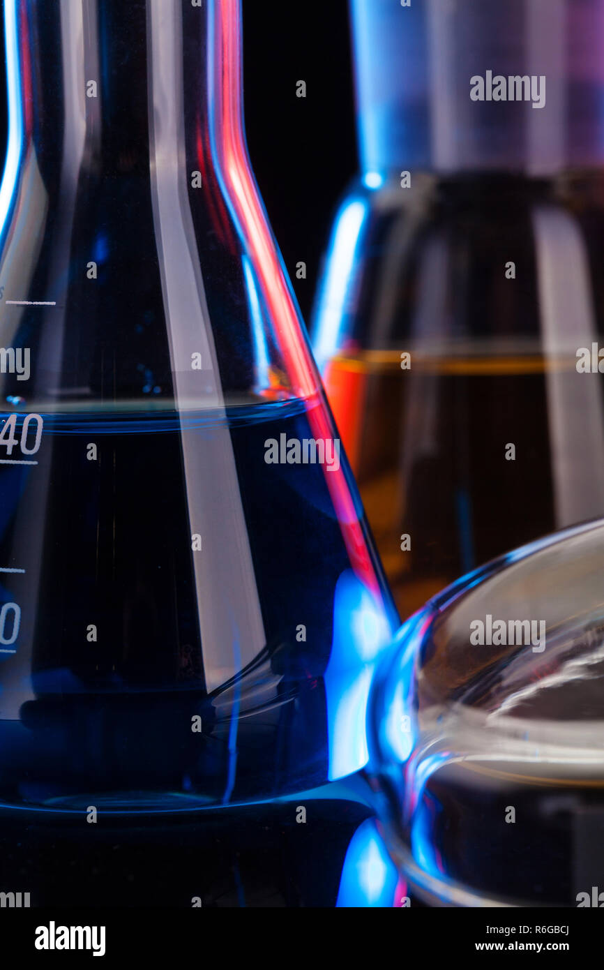The Chemistry Lab background. Various glass chemistry lab equipment ...