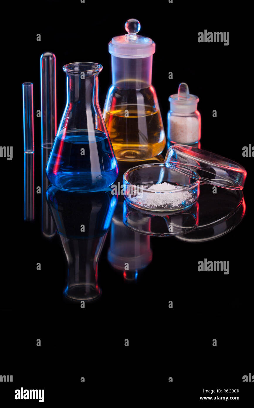 The Chemistry Lab background. Various glass chemistry lab equipment ...