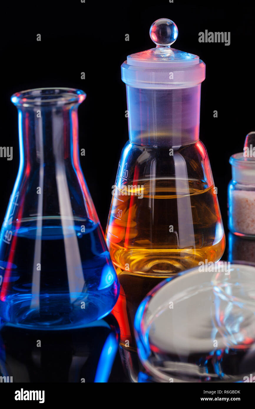 The Chemistry Lab background. Various glass chemistry lab equipment ...