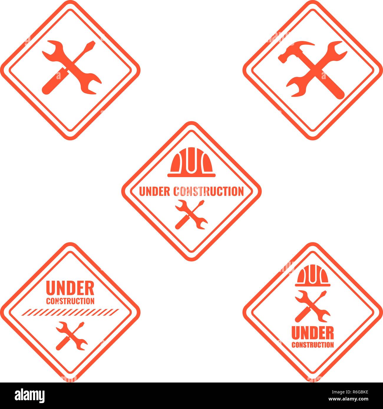 Warning sign under construction. Vector Logo concept Stock Vector Image ...
