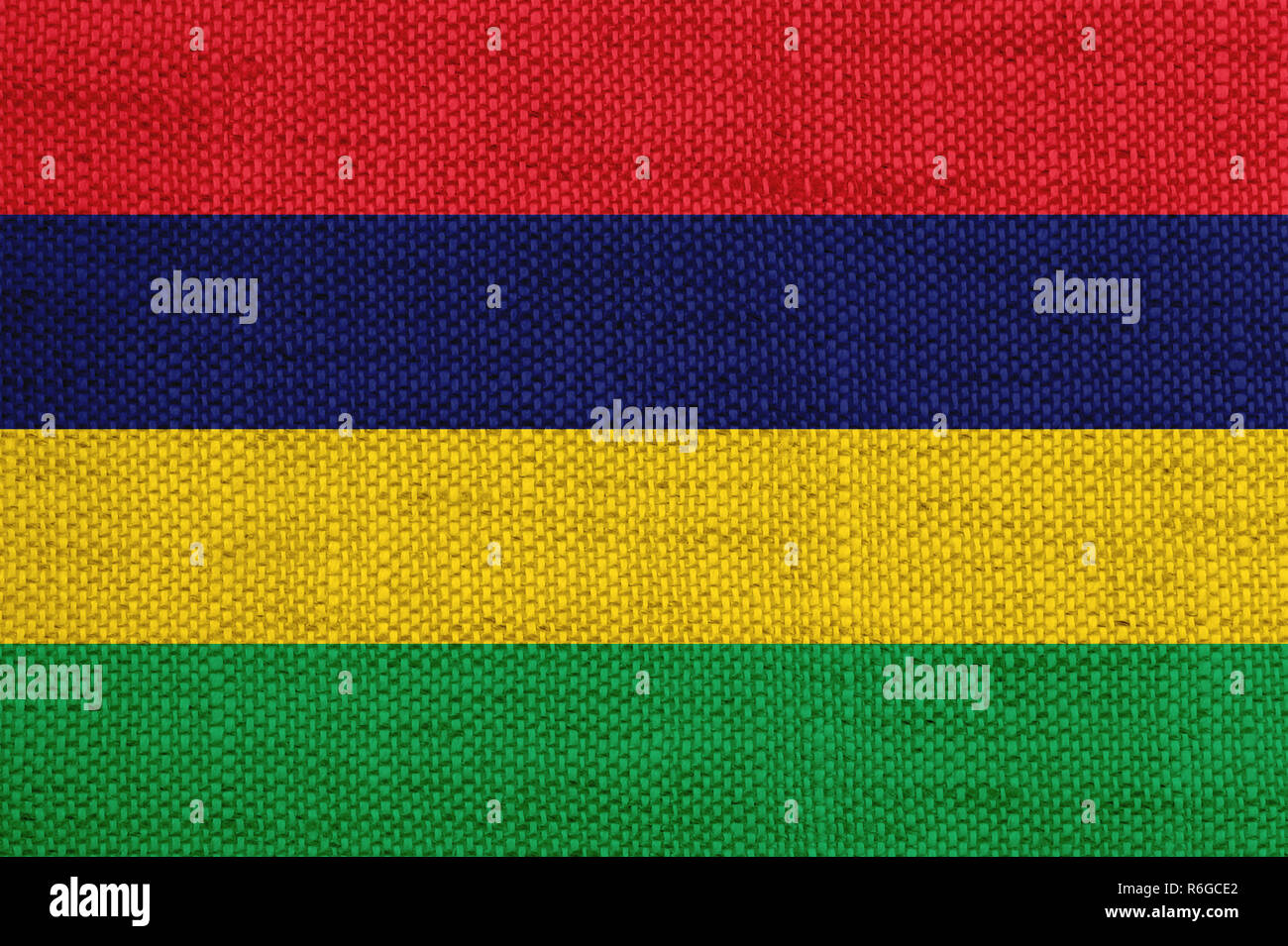 flag of mauritius on old linen Stock Photo - Alamy