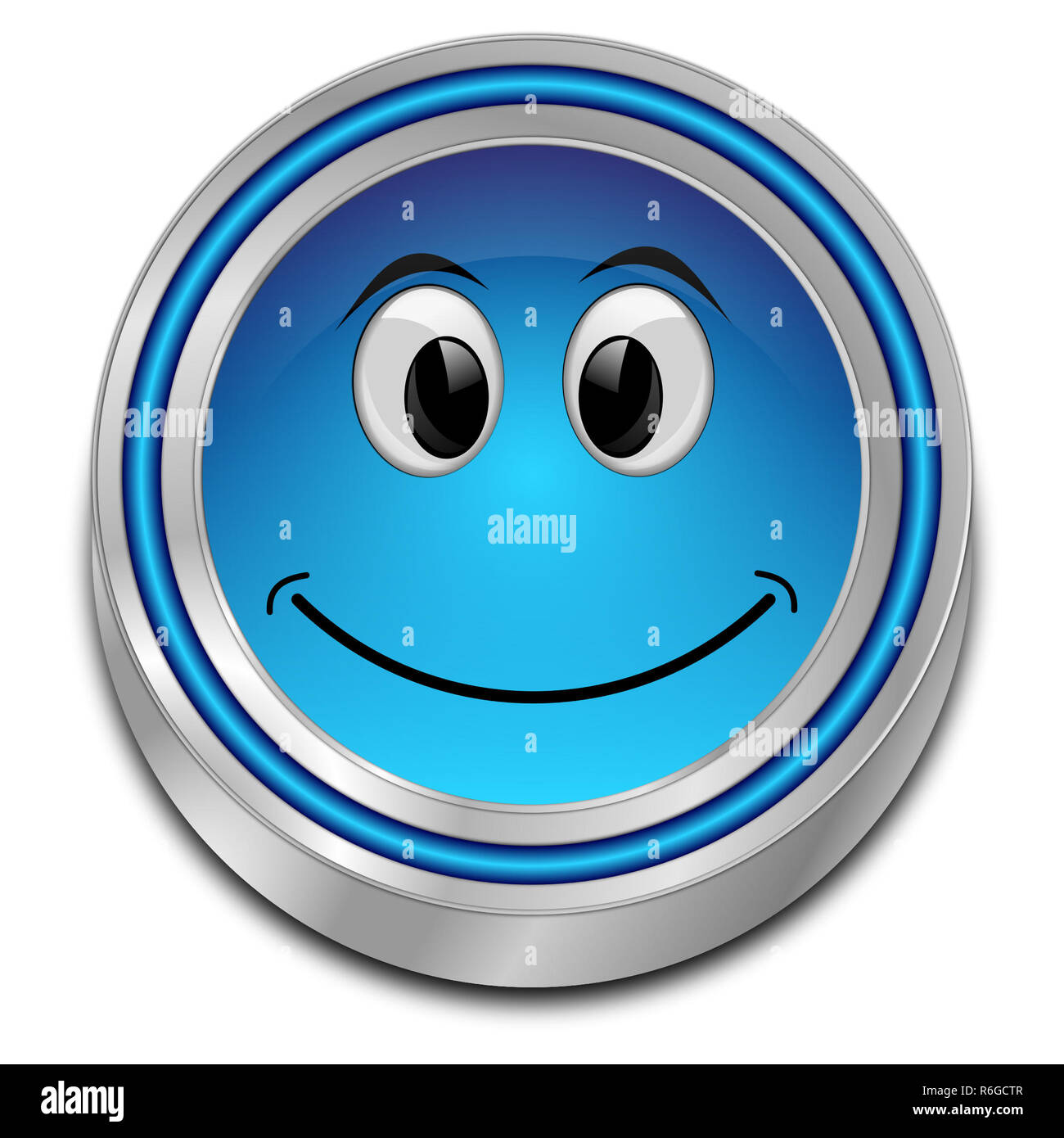 blue Button with smiling face - 3D illustration Stock Photo - Alamy