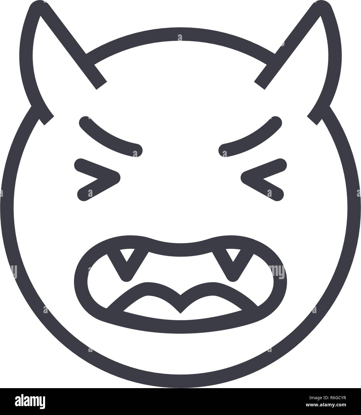 Devil Emoji concept line editable vector, concept icon. Devil Emoji ...