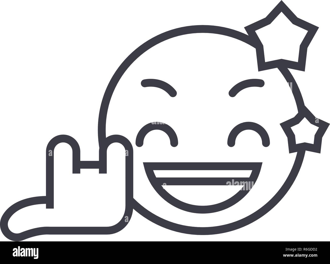 Rock Star Emoji concept line editable vector, concept icon. Rock Star ...
