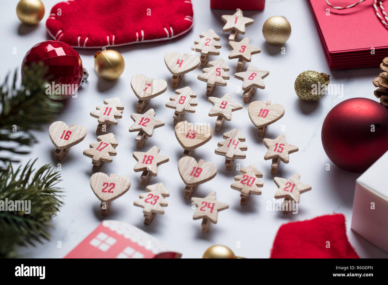 Christmas advent calendar festive background Stock Photo - Alamy