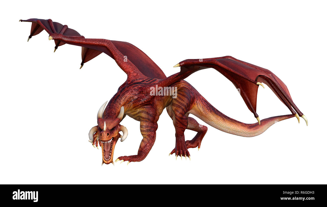 3D Rendering Fantasy Dragon on White Stock Photo - Alamy