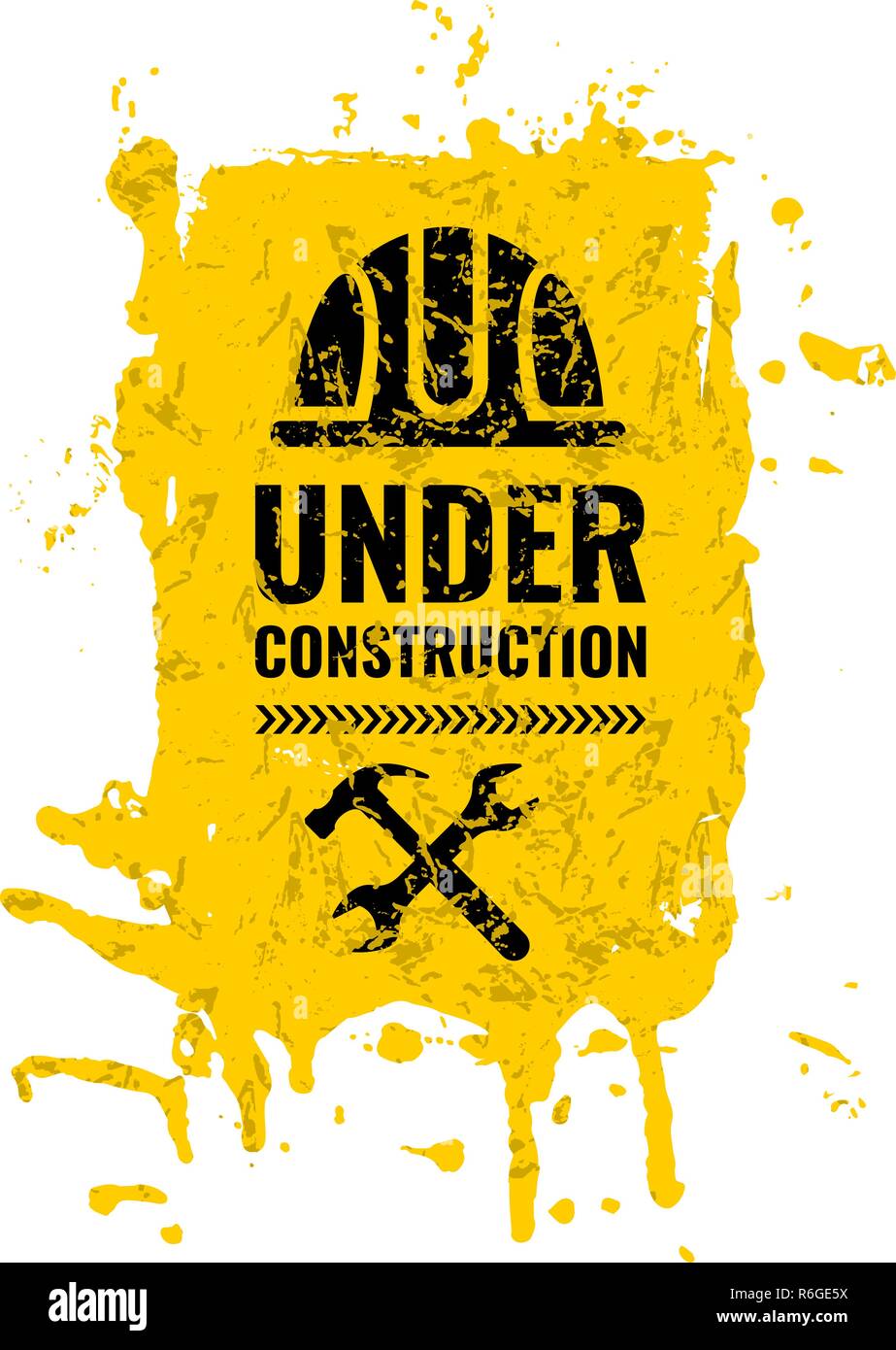 Grunge, scratched under construction Warning road sign Stock Vector ...