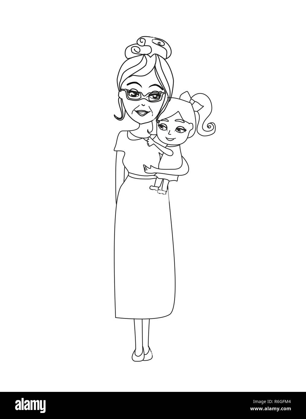 Hugging grandma, doodle illustration Stock Vector Image & Art - Alamy