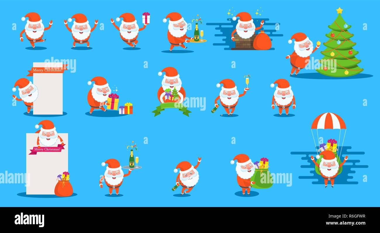 Set of Funny happy Santa Claus character Stock Vector Image & Art - Alamy