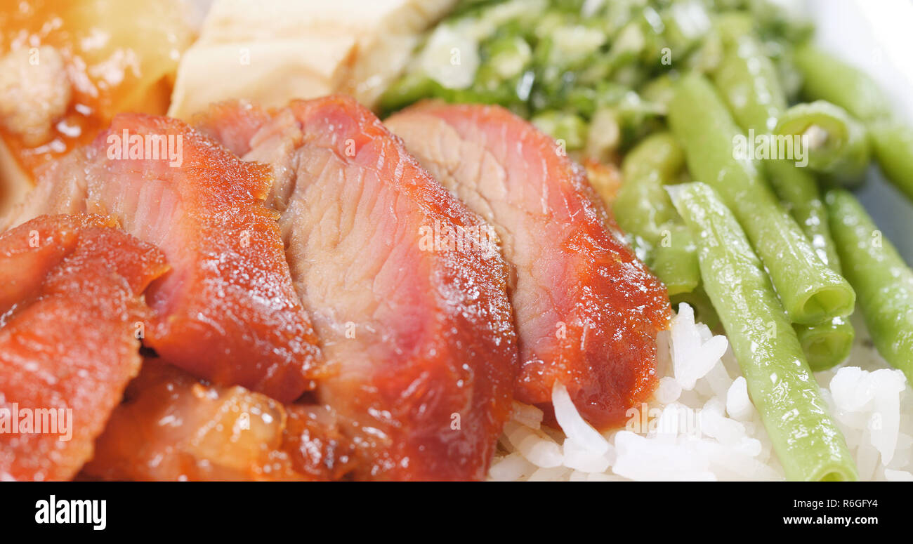 Chinese style BBQ pork rice Stock Photo - Alamy