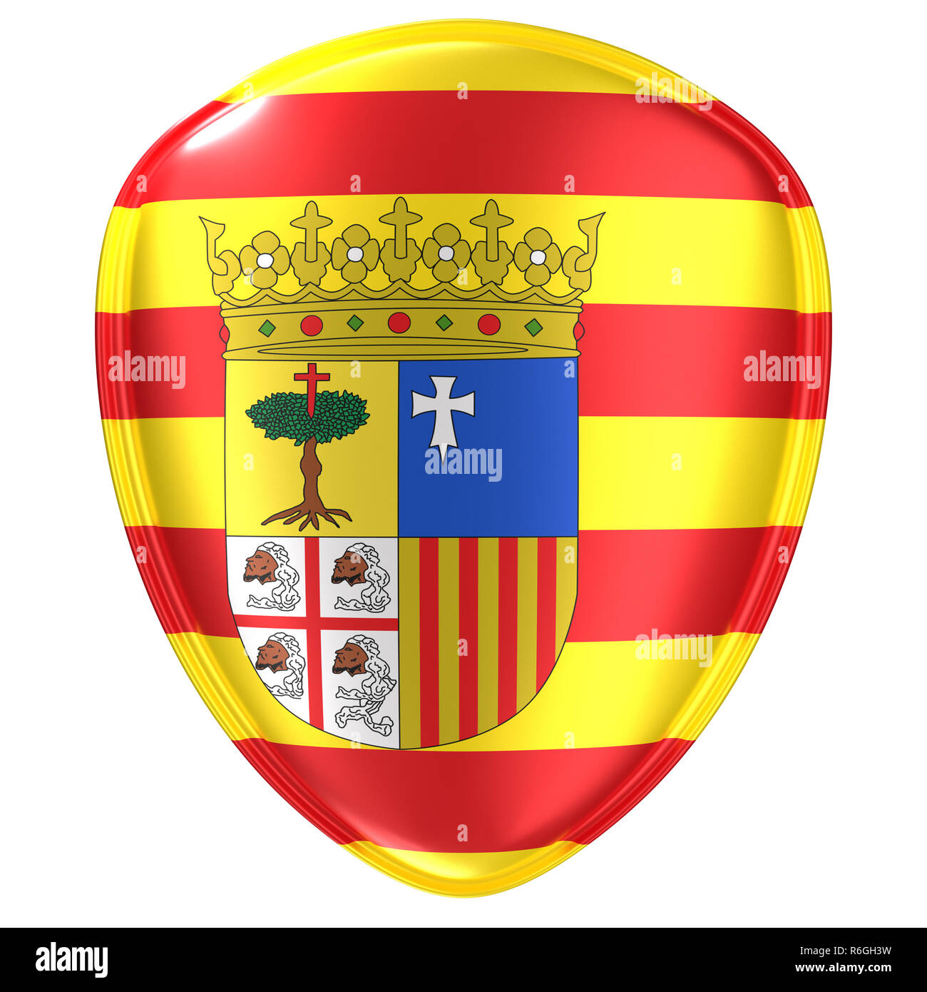 3d rendering of an Aragon flag icon on white background Stock Photo - Alamy