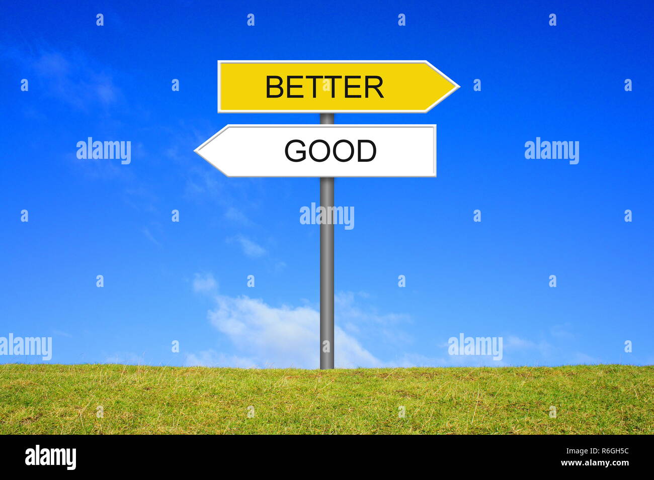 signpost signpost shows good and better Stock Photo - Alamy