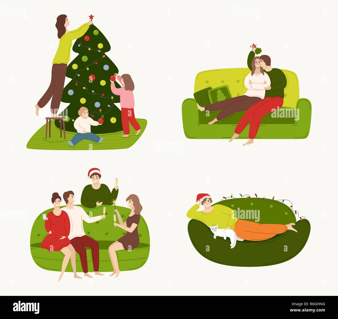 Children with mistletoe Stock Vector Images - Alamy