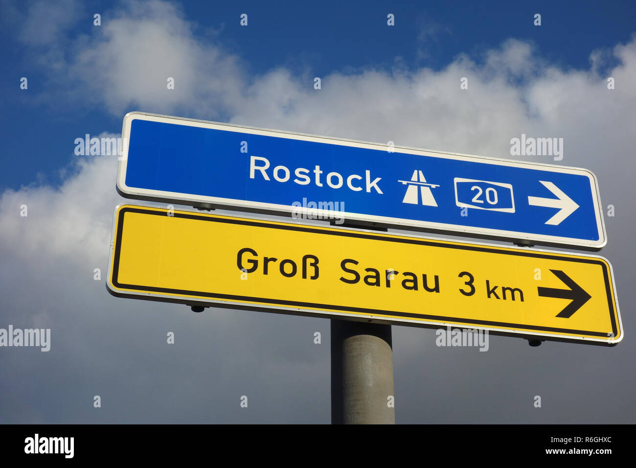 traffic signs rostock and groÃŸ sarau Stock Photo - Alamy
