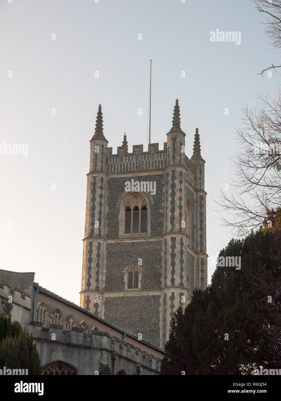 large church tower building top christian uk Stock Photo - Alamy