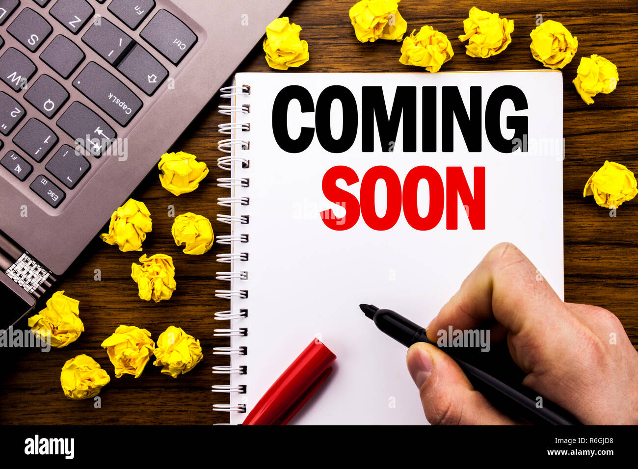 Conceptual hand writing text caption Coming Soon. Business concept for ...