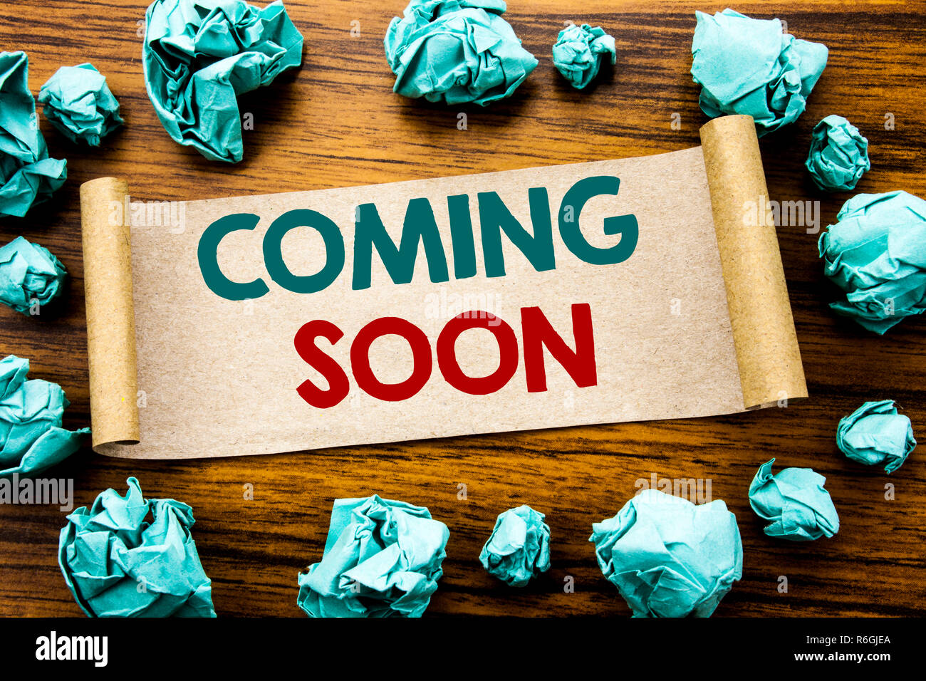 Coming soon message written on hi-res stock photography and images - Alamy