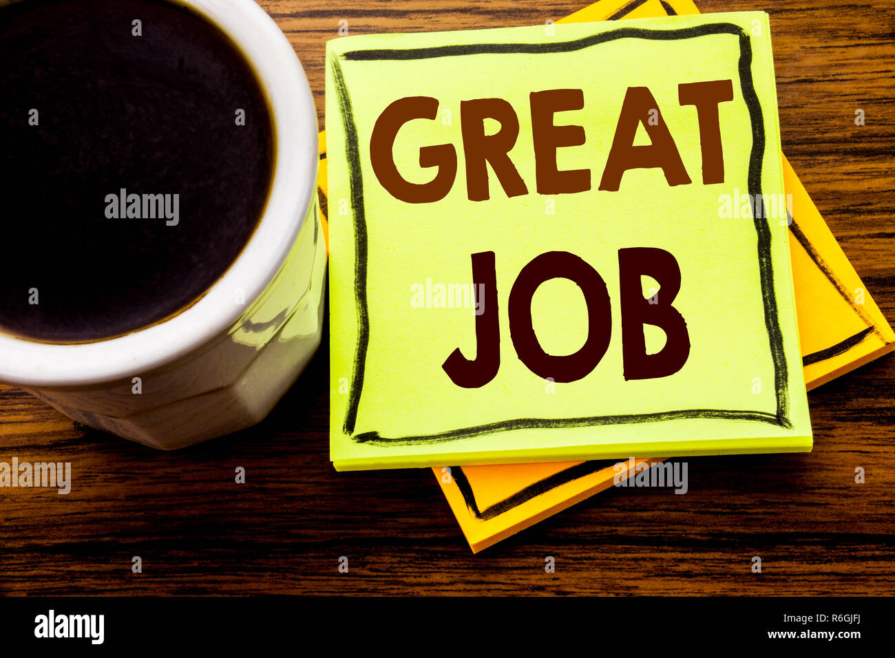 Handwritten text showing Great Job. Business concept for Success ...