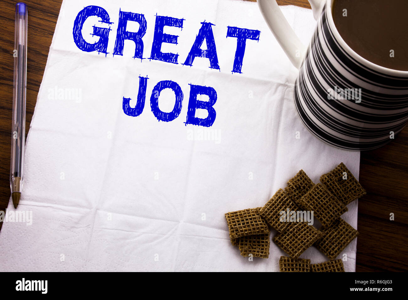 Hand writing text caption showing Great Job. Business concept for ...