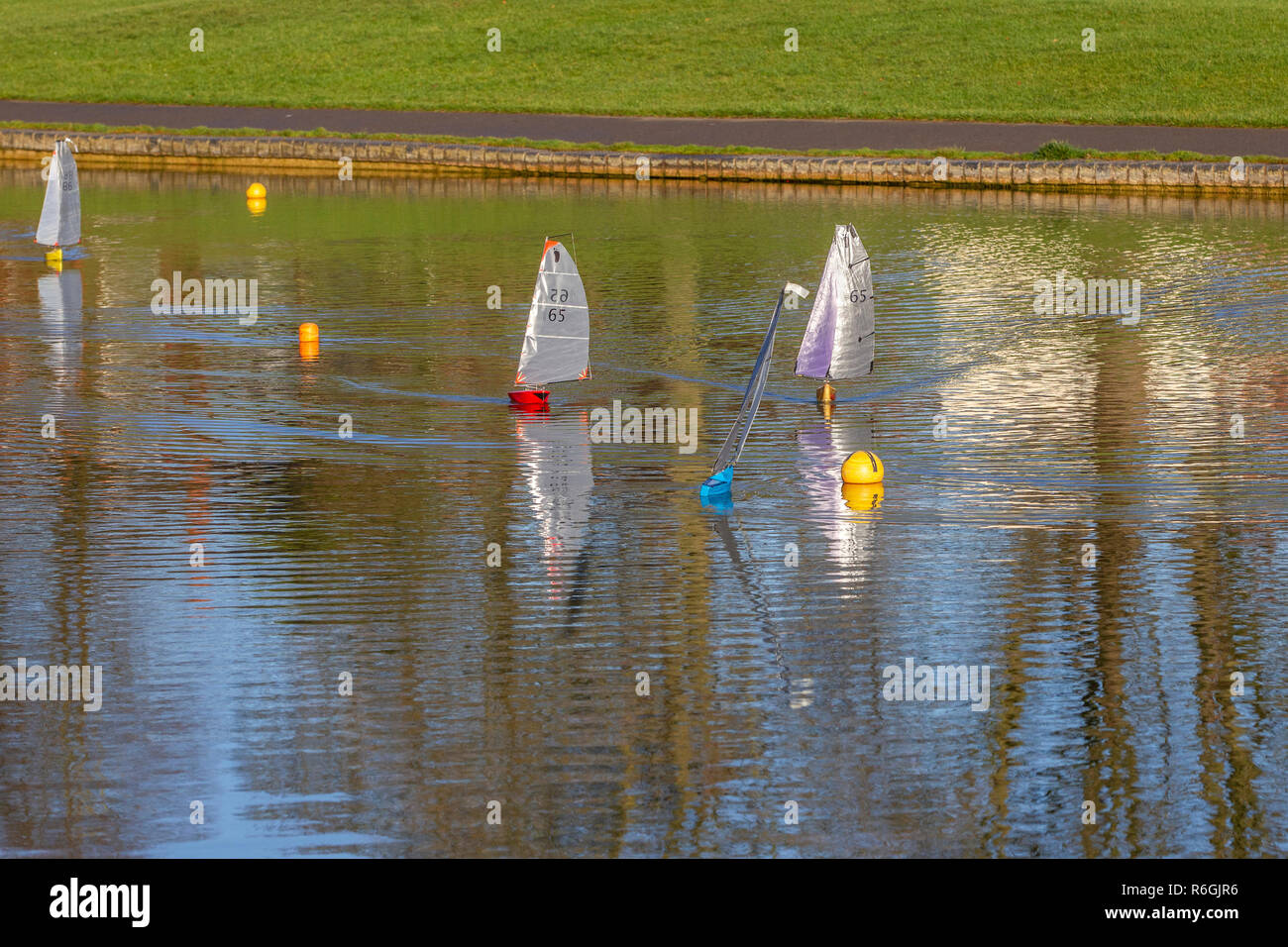 Members of Abington Park model boat club sailing their radio controled ...