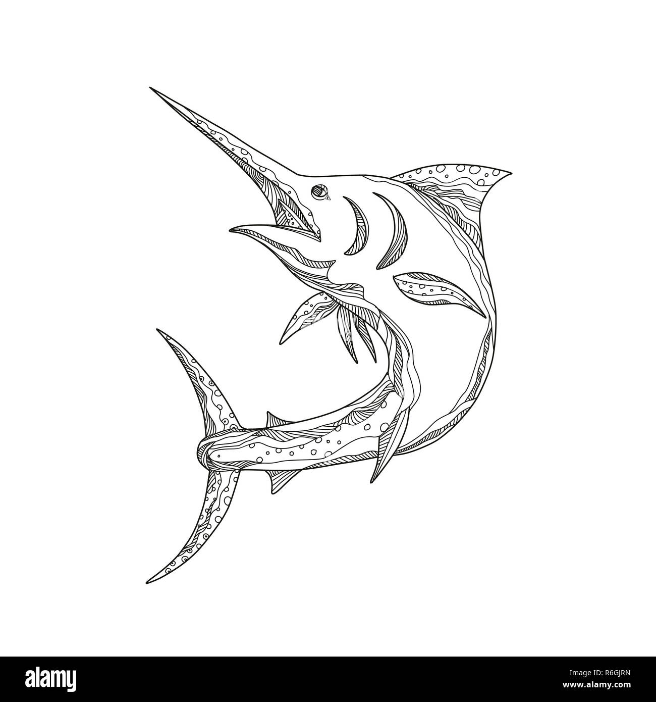 Black white drawing marlin hi-res stock photography and images - Alamy