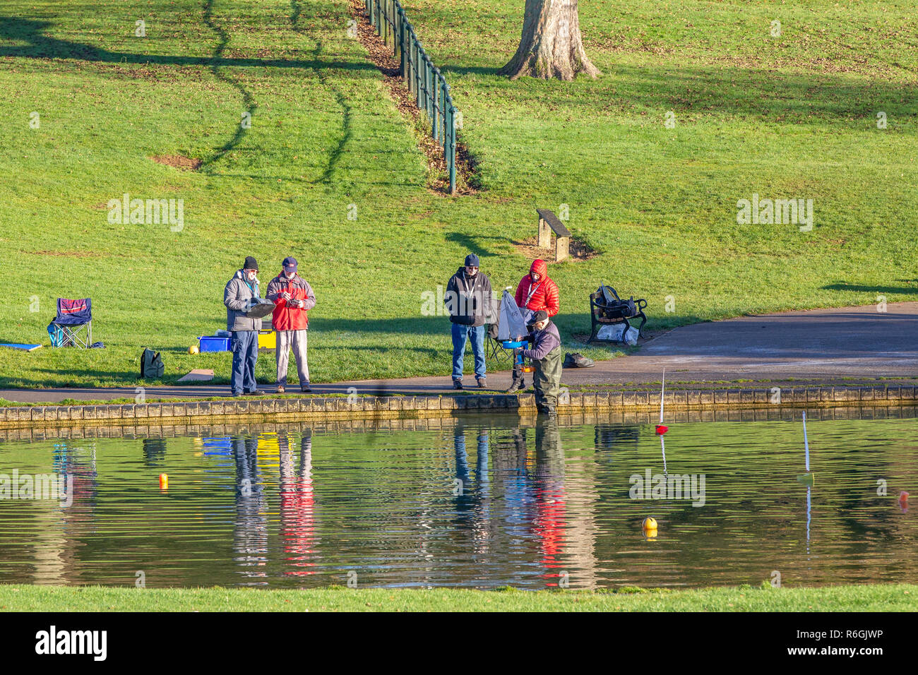 Members of Abington Park model boat club sailing their radio controled ...