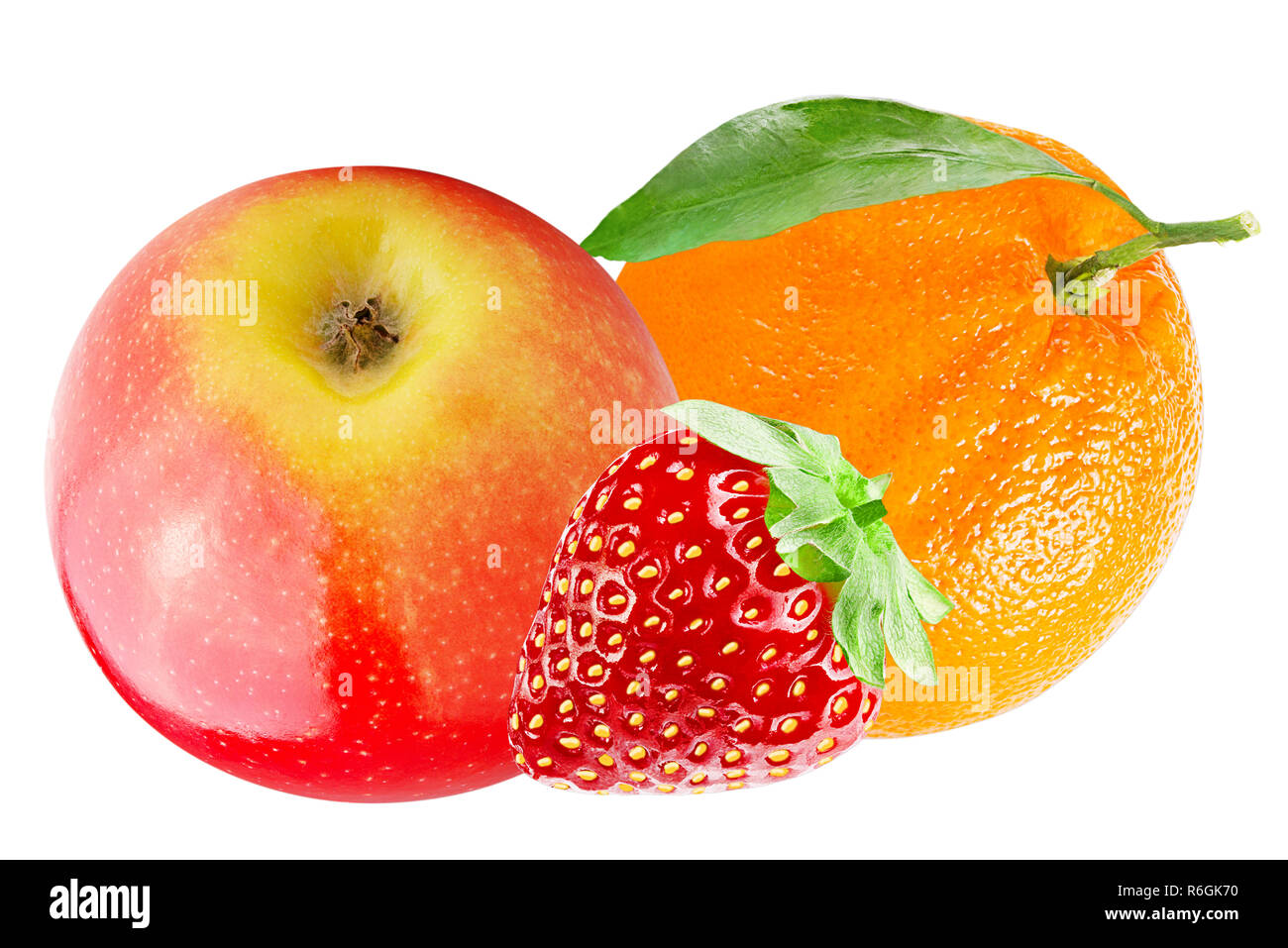 Apple with orange and strawberry isolated on white Stock Photo - Alamy