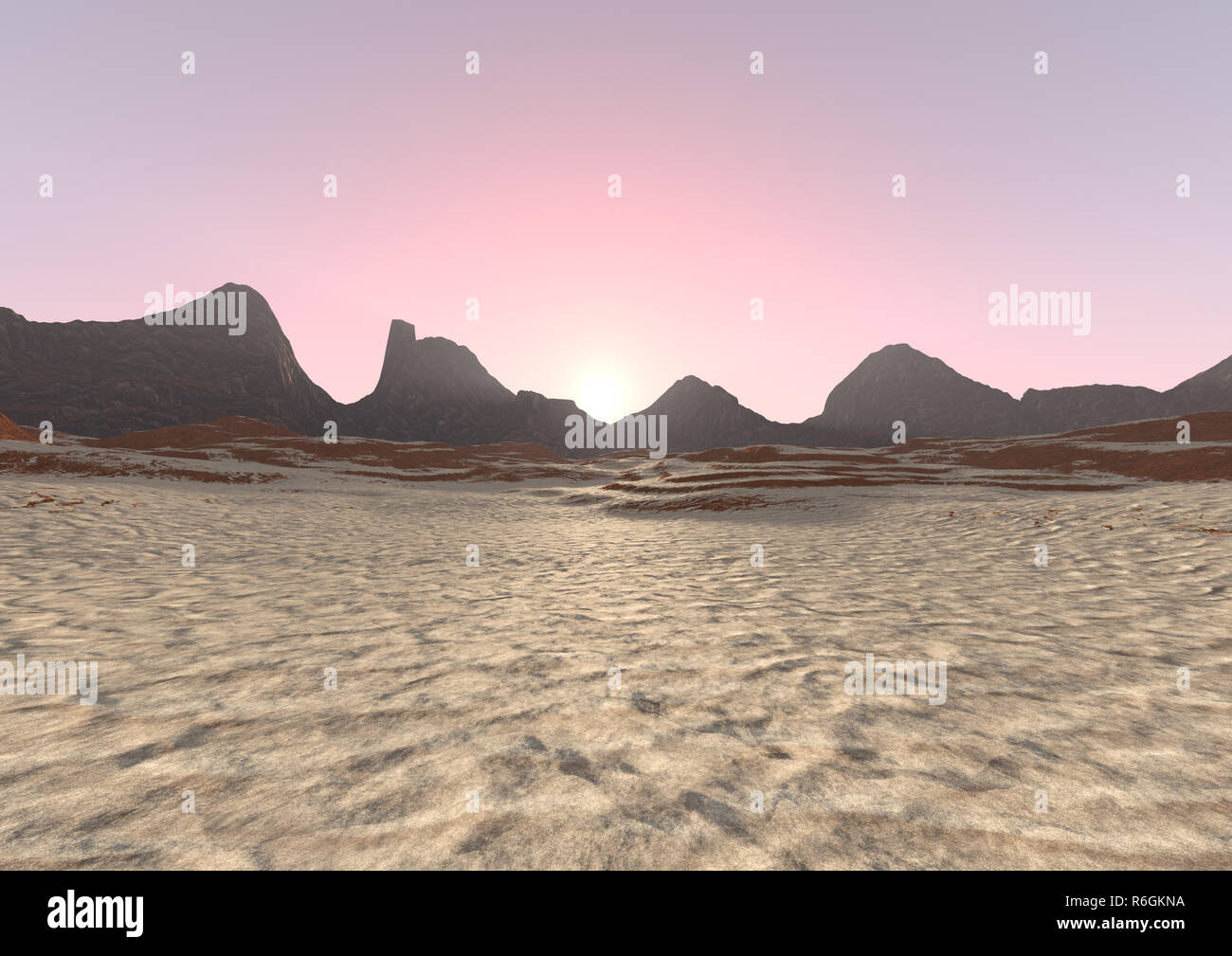 3D Rendering Desert Sunrise Landscape Stock Photo - Alamy