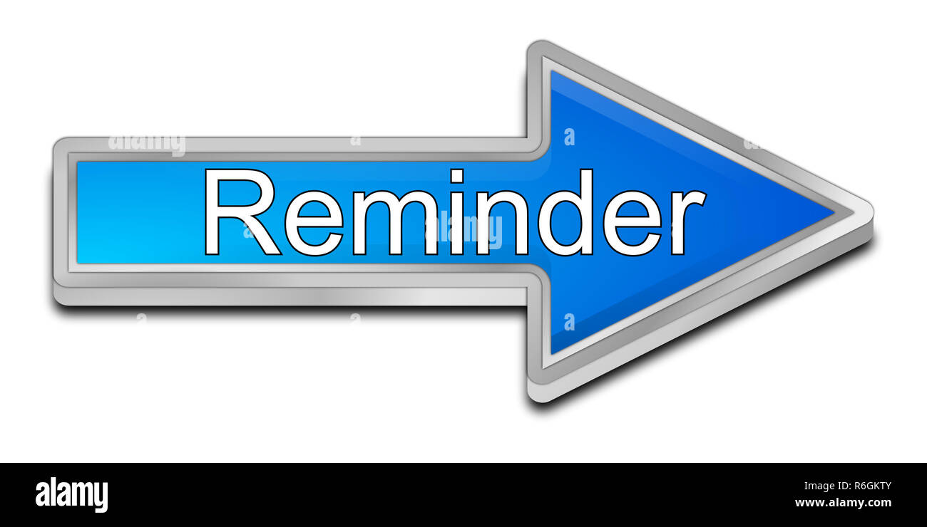 blue Reminder Arrow Button on white background - 3D illustration Stock ...