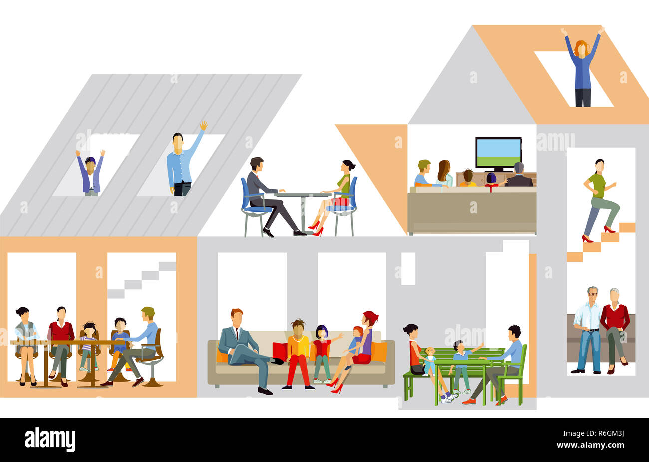 family life in the house,illustration Stock Photo - Alamy
