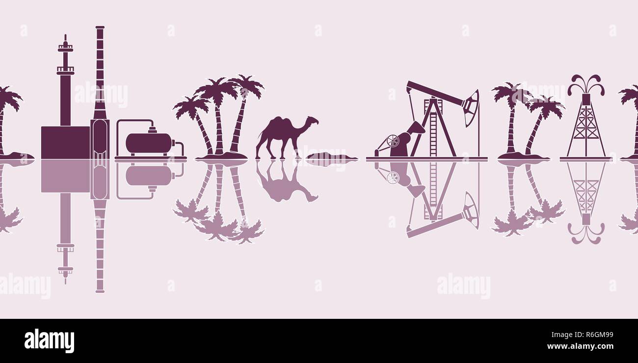 Vector seamless pattern with equipment for oil production, refinery ...