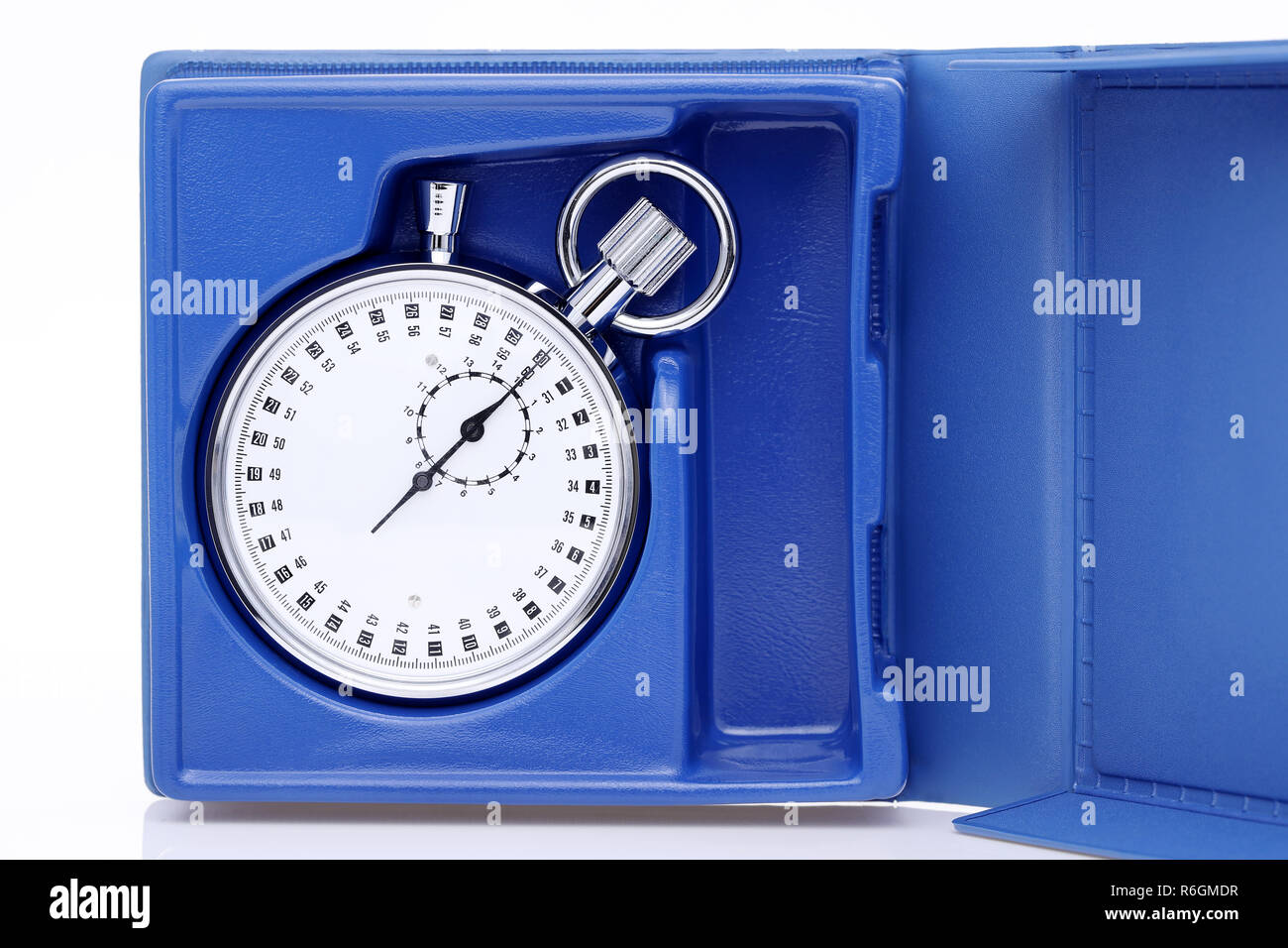 analogue metal stopwatch in a box on white background Stock Photo - Alamy