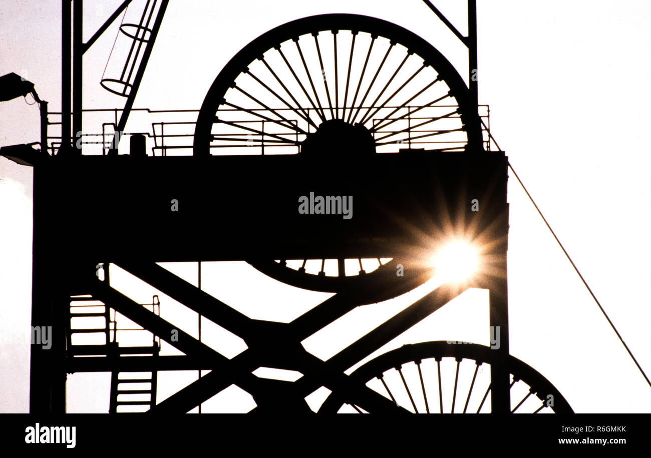 Hickleton Colliery, South Yorkshire England UK. Pit head winding gear ...