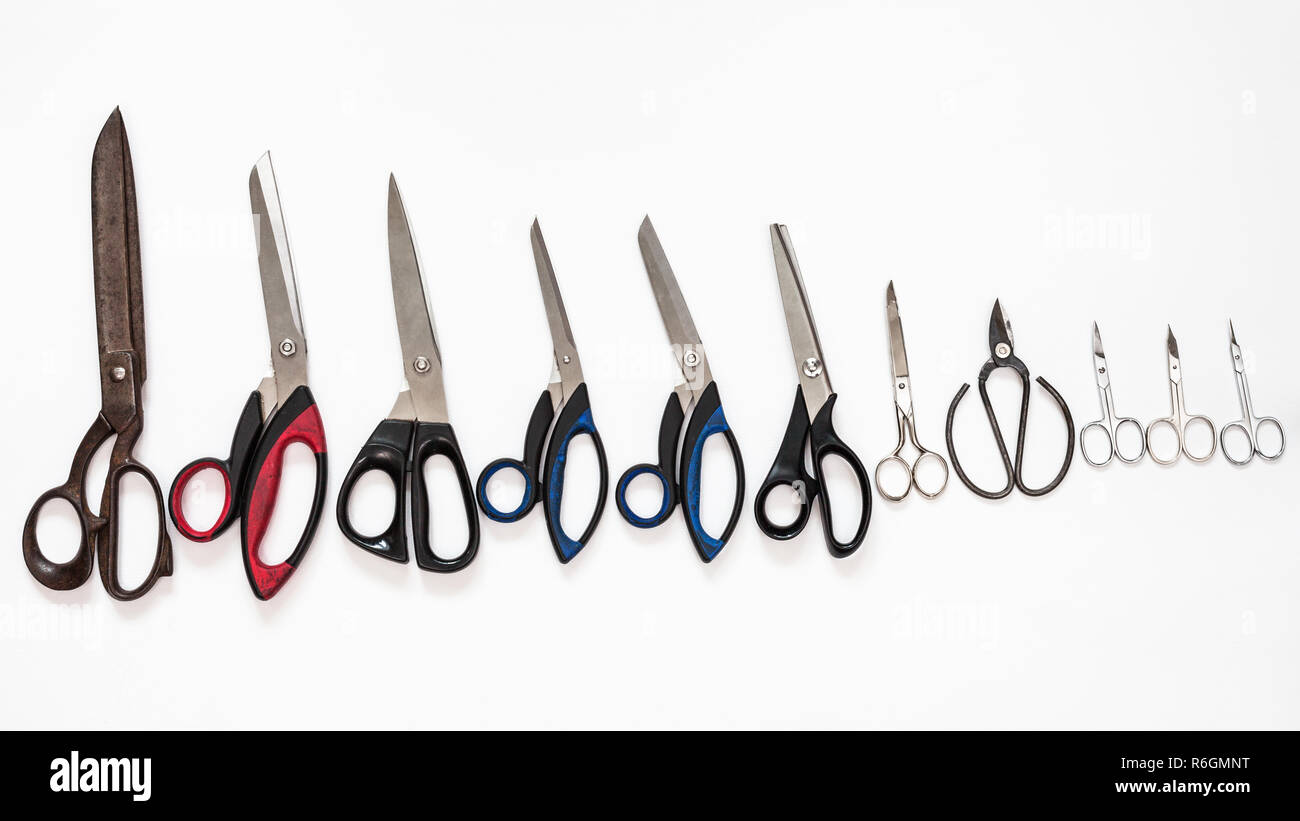 top view of line from various scissors Stock Photo - Alamy