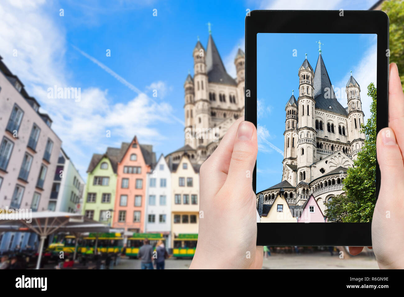 tourist photographs Fischmarkt square in Cologne Stock Photo - Alamy