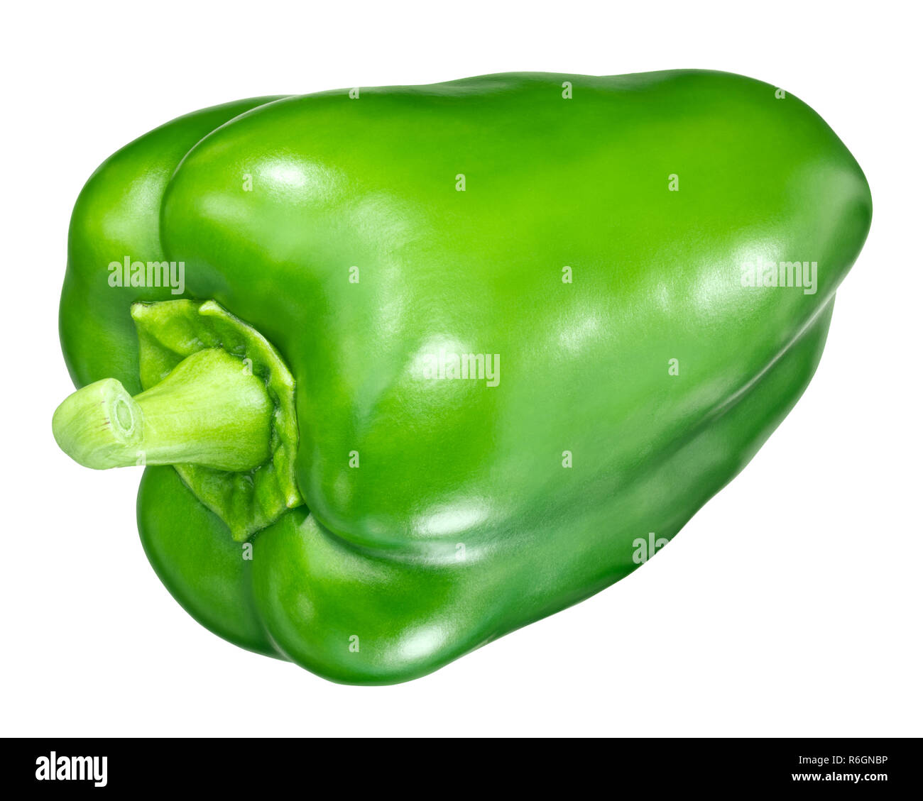 Green Bell Pepper (Capsicum annuum), whole pod, top view Stock Photo ...