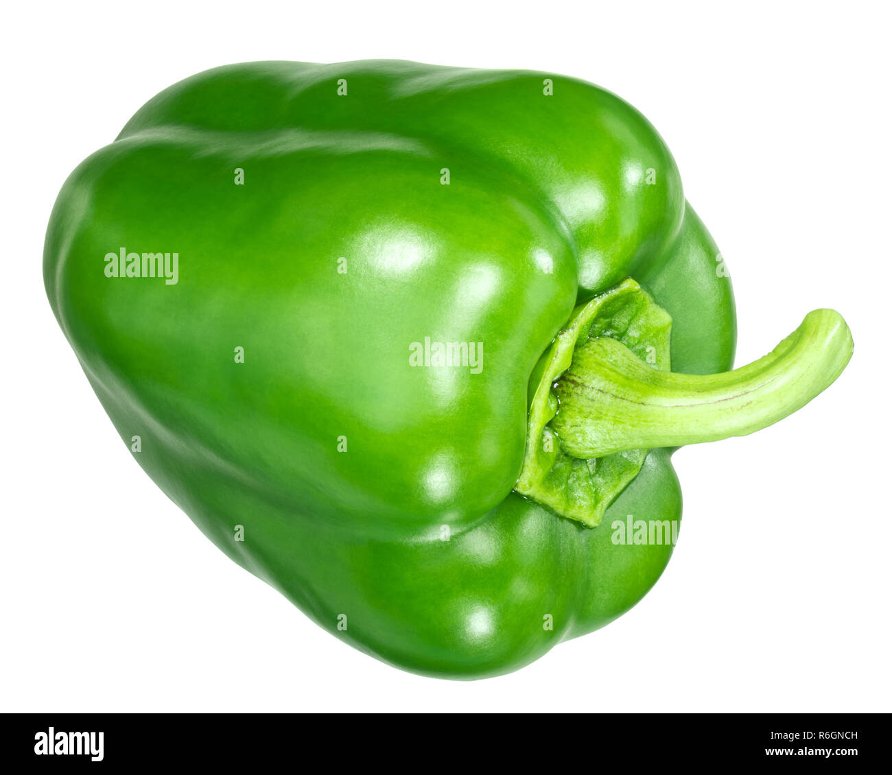 Green Bell Pepper (Capsicum annuum), whole pod, top view Stock Photo ...