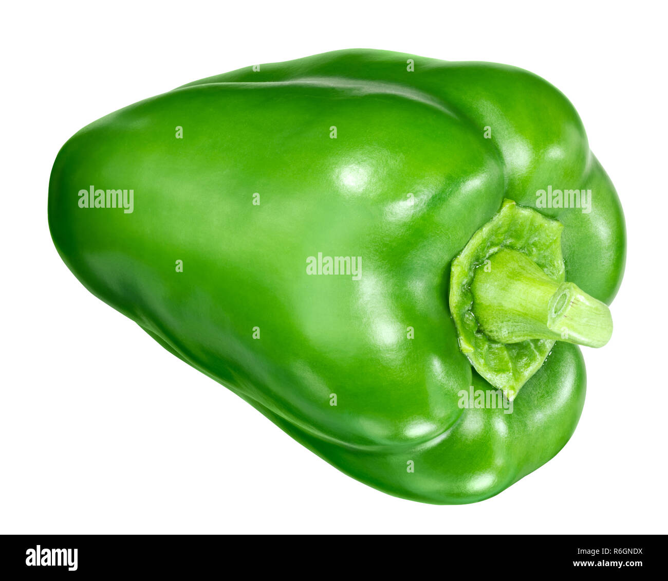 Green Bell Pepper (Capsicum annuum), whole pod, top view Stock Photo ...