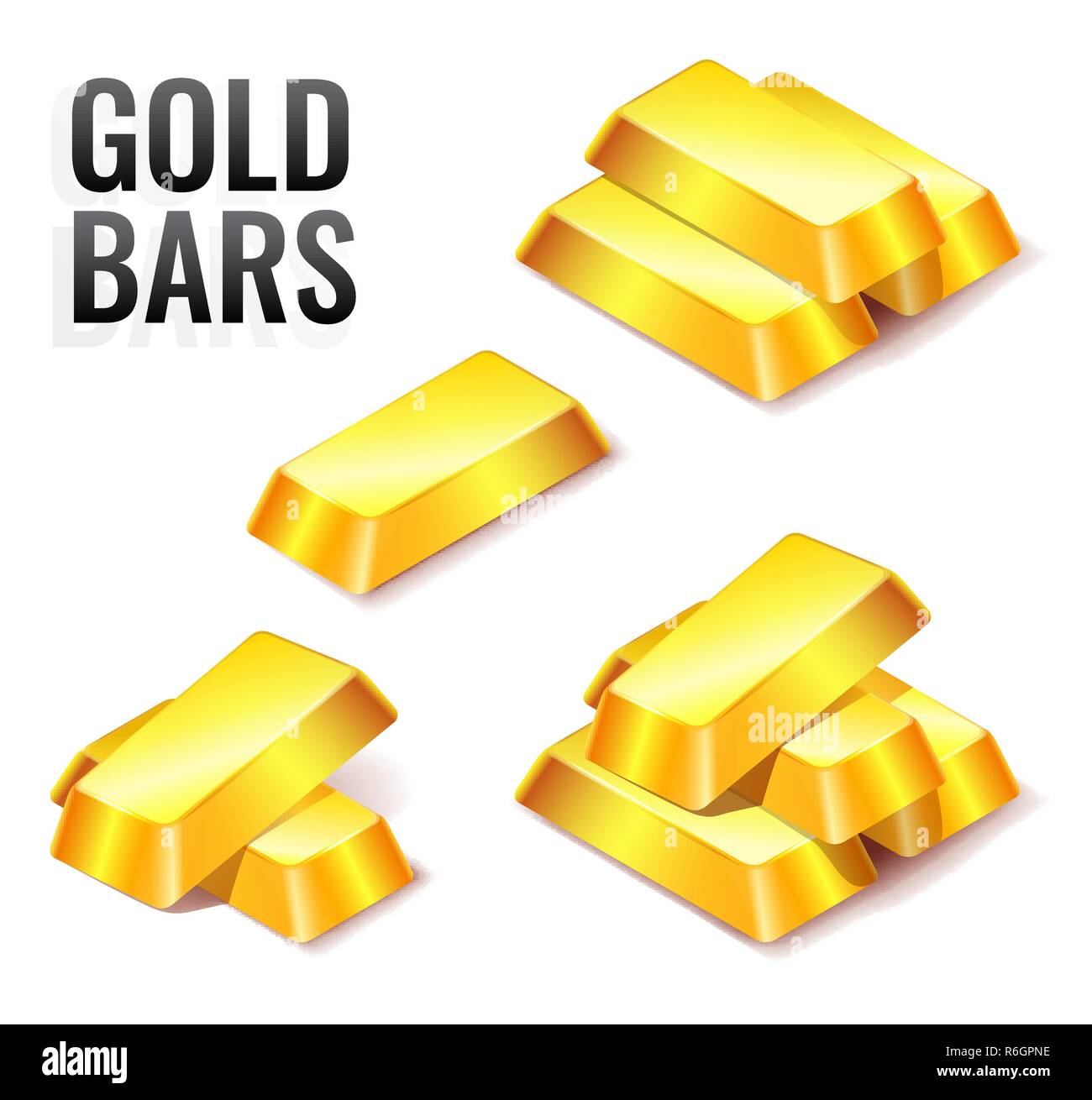 Set of gold bars icon, isolated on white background Stock Vector Image ...