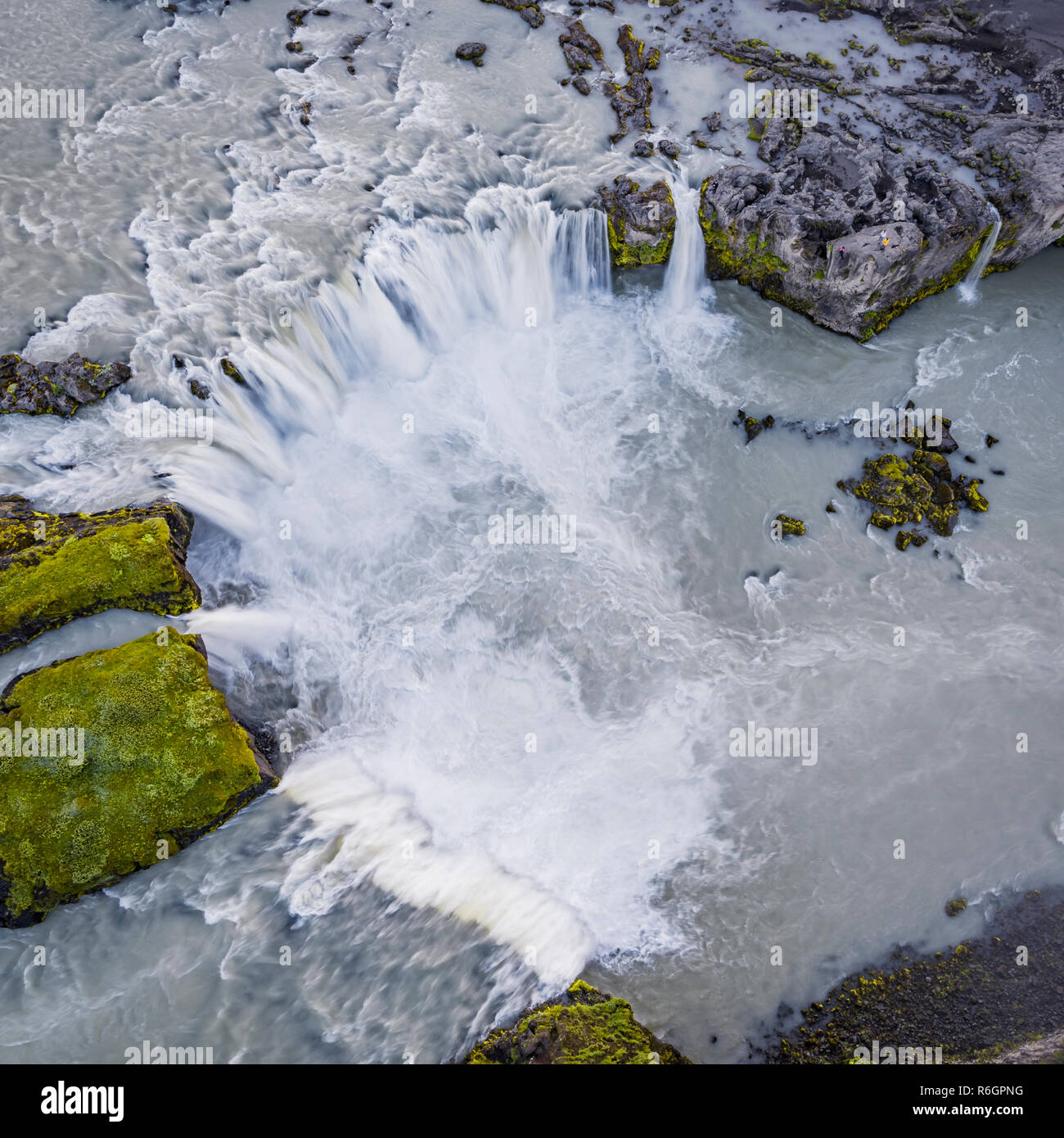 Aerial - Godafoss Waterfalls, Iceland. This image was shot using a ...